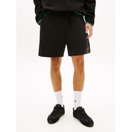 Shorts Tommy Jeans "TJM CONTRAST LINEAR BEACH", Herren, Gr. M, N-Gr, schwarz, Web, Obermaterial: 80% Baumwolle, 20% Polyester, unifarben, regular fit kurz, Hosen Shorts, Regular fit mit elastischem Bund