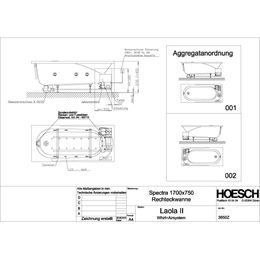 Hoesch Whirlwanne Spectra Rechteck 1700x750 mit System Laola II Whirl+Air 3650Z.010305001