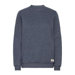 Longpullover oxmo "Sweater OXKaren", Damen, Gr. L, blau (total eclipse melange), Obermaterial: 80% Polyester PES. 20% Baumwolle CO., Pullover Longpullover