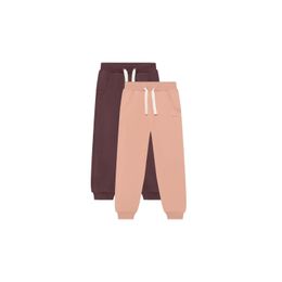 Sweathose Minymo "Sweathose MIGirls - Sweat pant (2-pack)", M&auml;dchen, Gr. 140, N-Gr, rosa (misty rose), Obermaterial: 60% Baumwolle CO. 40% Polyester PES., Hosen Sweathose