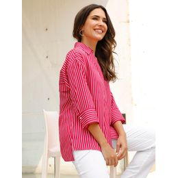 Longbluse Classic Basics, Damen, Gr. 46, wei&szlig;, rot, gestreift, 100% Polyester, gemustert, gestreift, mehrfarbig, Blusen Longbluse