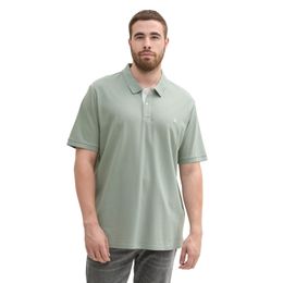 Poloshirt Tom Tailor PLUS, Herren, Gr. 3XL, schwarz smoke gr&uuml;n, Piqu&eacute;, Obermaterial: 100% Baumwolle, bestickt, unifarben, bequem h&uuml;ftbedeckend, Rundhals, Shirts, mit Logo-Stickerei