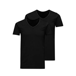 Jack & Jones T-Shirt JACK & JONES "T-Shirt JACBASIC V-NECK TEE 2PK 2er Pack", Herren, Gr. L, schwarz, Obermaterial: 100% Baumwolle CO., Shirts T-Shirt