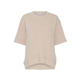 Longpullover oxmo "Sweatshirt OXSafina", Damen, Gr. S, beige (doeskin), Obermaterial: 65% Baumwolle CO. 35% Polyester PES., Sweatshirts Longpullover