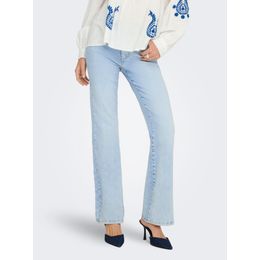 Bootcut-Jeans Only "ONLWAUW HW FLARED DNM TAI221", Damen, Gr. XL, L&auml;nge 32, blau (light blau bleached denim), Denim/Jeans, Obermaterial: 83% Baumwolle, 15% Polyester, 2% Elasthan, unifarben, Jeans