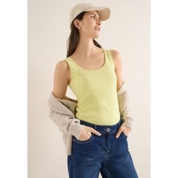 Shirttop Cecil "Style Linda", Damen, Gr. XXL (46), iced gelb, Jersey, Obermaterial: 100% Baumwolle, h&uuml;ftbedeckend, Rundhals, Tops Shirttop, in Unifarbe