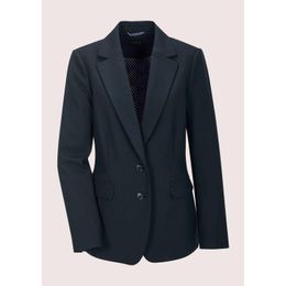 Madeleine Mode Jackenblazer MADELEINE "Blazer Eleganter Einreiher mit Reverskragen", Damen, Gr. 46, blau (marine), Obermaterial: 66% Polyester PES. 28% Viskose CV. 6% Elasthan EL., Blazer