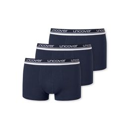 Boxershorts uncover by Schiesser "Boxershort 3er Pack", Herren, Gr. L, blau (dunkelblau), Obermaterial: 95% Baumwolle CO. 5% Elasthan EL., Unterhosen