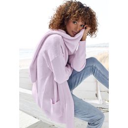 Strickjacke Vivance, Damen, Gr. 32/34, flieder meliert, Strick, Obermaterial: 53% Polyester, 37% Polyacryl, 10% Polyamid, meliert, figurumspielend Po-bedeckend, ohne Ausschnitt, Strickjacken Strickjacke, aus kuscheliger Strickqualit&auml;t, Cardigan