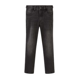 Skinny-fit-Jeans Tom Tailor, Kinder, Gr. 128, N-Gr, blau (clean mid stone schwarz denim), Denim/Jeans, Obermaterial: 77% Baumwolle, 15% Polyester, 6% Elastomultiester, 2% sonstige Fasern. Futter: 100% Baumwolle, unifarben, skinny fit kn&ouml;chellang, Jeans, im Five-Pocket Style