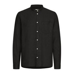 !Solid Langarmhemd SOLID "Langarmhemd SDALLAN CHINA SH", Herren, Gr. XXL, N-Gr, schwarz (true schwarz), Obermaterial: 58% Leinen LI. 42% Viskose CV., Hemden