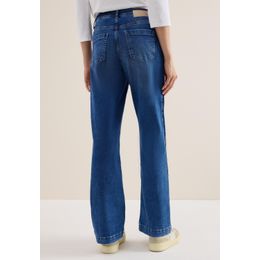 Loose-fit-Jeans Cecil, Damen, Gr. 34, L&auml;nge 30, mid blau wash, Jeans, 77% Baumwolle, 20% Polyester, 3% Elasthan, unifarben, lang, Jeans, High Waist