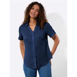 Hemdbluse Casual Looks, Damen, Gr. 40, dunkelblau, gestreift, 81% Viskose, 19% Polyamid, unifarben, Blusen Hemdbluse