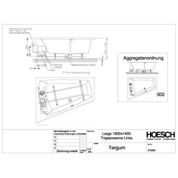 Hoesch Whirlwanne Largo Trapez 1800x1400 links 3705N.010305002