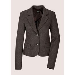 Madeleine Mode Jackenblazer MADELEINE "Kurzblazer Eleganter Einreiher mit Reverskragen", Damen, Gr. 44, braun (braun, melange), Obermaterial: 75% Viskose CV. 24% Polyester PES. 1% Elasthan EL., Blazer