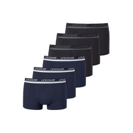 Boxershorts uncover by Schiesser "Boxershort 6er Pack", Herren, Gr. S, schwarz (schwarz, dunkelblau), Obermaterial: 95% Baumwolle CO. 5% Elasthan EL., Unterhosen