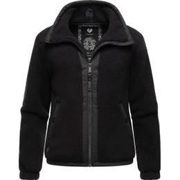 Sweatjacke Ragwear "Nordicka", Damen, Gr. XXXL(46), schwarz, Fleece, Obermaterial: 100% Polyester; Innenfutter: 100% Polyester, l&auml;ssig geschnitten h&uuml;ftlang, hoch geschlossener Ausschnitt, &Auml;rmel ohne &Auml;rmelschlitz normaler Saum mit Gummizug, Sweatjacken Sweatjacke, Sportliche Kapuzenjacke mit Kunstleder-Elementen