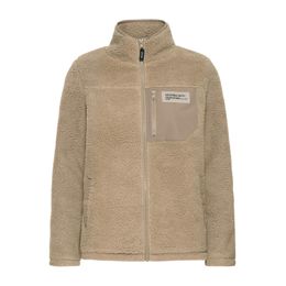 Pl&uuml;schjacke oxmo "Pl&uuml;schjacke OXABBY", Damen, Gr. XL, beige (dune), Obermaterial: 100% Polyester PES., Jacken