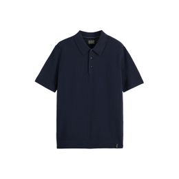 Scotch & Soda Poloshirt SCOTCH & SODA "Poloshirt Core Structured Knitted Regular Fit Polo 1er Pack", Herren, Gr. L, blau (dunkelblau), Obermaterial: 100% Baumwolle CO., Shirts