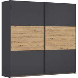 Schwebet&uuml;renschrank Rauch "Kleiderschrank Schrank Garderobe Garderobenschrank W&auml;scheschrank NEO", grau (graumetallic, eiche artisan), B:218cm H:210cm T:59cm, Holzwerkstoff, Schr&auml;nke, Schwebet&uuml;renschrank, mit gro&szlig;z&uuml;gigem Stauraum und vielf&auml;ltigen Farbkombinationen