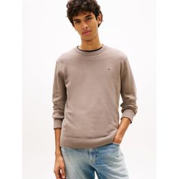Strickpullover Tommy Jeans "TJM SLIM FIT LIGHT SWEATER", Herren, Gr. L, ivy mink, Strick, Obermaterial: 100% Baumwolle, unifarben, slim fit normal, Rundhals, eingesetzt Rippstrickb&uuml;ndchen, Pullover Strickpullover, Slim fit mit Rundhalsausschnitt