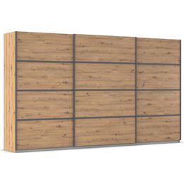 Kleiderschrank Rauch "Schwebet&uuml;renschrank OTTO&acute;s Choice Garderobe Schrank TOP ANGEBOT Avola", braun (eiche artisan, leisten graumetallic), B:360cm H:210cm T:62cm, Holzwerkstoff, Schr&auml;nke, Kleiderschrank, mit eleganten Zierleisten in Chrom, Schwarz oder Wei&szlig; MADE IN GERMANY