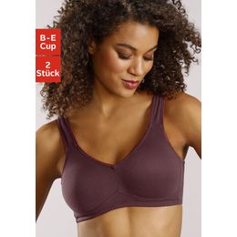 Soft-BH Petite Fleur, Damen, Gr. 85, Cup D, rot (bordeaux, wei&szlig;), Trikot, Obermaterial: 95% Baumwolle, 5% Elasthan, BHs Soft-BH, ohne B&uuml;gel, Baumwolle, Topseller