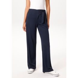 Schlupfhose Aniston CASUAL, Damen, Gr. 48, N-Gr, blau (marine), Jersey, Obermaterial: 65% Viskose, 35% Polyester, unifarben, figurumspielend lang, Hosen Schlupfhose, mit seitlichem Bindeband - NEUE KOLLEKTION