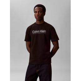 T-Shirt Calvin Klein, Herren, Gr. S, schwarz, Single Jersey, Obermaterial: 100% Baumwolle, unifarben, regular fit normal, Rundhals, abgesteppte Kante, Shirts T-Shirt, Rundhalsausschnitt, Regular Fit, Logoschriftzug