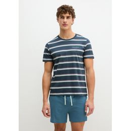 Marc O'Polo Shorty MARC O'POLO "Mix N Match Cotton", Herren, Gr. XL (58), orion blau stripe, orion blau, Single Jersey, Obermaterial: 100% Baumwolle, bequem kurz, Rundhals, Homewear-Sets Shorty, mit Rundhalsausschnitt, kurzem Arm und gestreiftem Oberteil