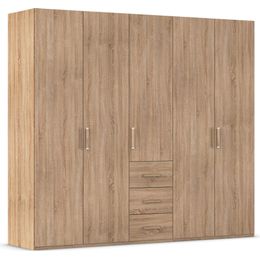 Dreht&uuml;renschrank Rauch "Kleiderschrank Schrank Garderobe Schlafzimmerschrank EVELYN", braun (eiche sonoma), B:251cm H:223cm T:60cm, Holzwerkstoff, Schr&auml;nke, Dreht&uuml;renschrank, in elegantem Stil mit Schubladen 3 Breiten und 2 H&ouml;hen MADE IN GERMANY