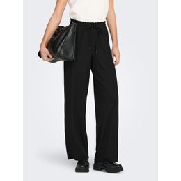 Schlupfhose Only "ONLALTA MW STRING WIDE PANT PNT ZLO", Damen, Gr. L, L&auml;nge 32, schwarz, Web, Obermaterial: 98% Polyester, 2% Elasthan, unifarben, lang, Hosen Schlupfhose, Materialmix, weite Beinform