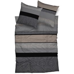Bettw&auml;sche CASATEX "Dami", schwarz (anthrazit, taupe), B/L: 200cm x 200cm, 1 Stk., 2 Stk., Satin, B/L: 80cm x 80cm & 80cm x 80cm, 3 Stk., Satin, Obermaterial: 100% Baumwolle, Bettw&auml;sche, Bettw&auml;sche, moderne, elegante Bettw&auml;sche