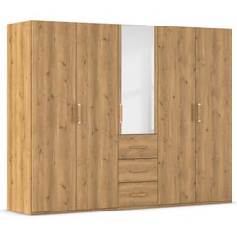 Dreht&uuml;renschrank Rauch "Kleiderschrank Schrank Garderobe Schlafzimmerschrank EVELYN", braun (asteiche), B:251cm H:197cm T:61cm, Holzwerkstoff, Schr&auml;nke, Dreht&uuml;renschrank, in elegantem Stil mit Schubladen 3 Breiten und 2 H&ouml;hen MADE IN GERMANY