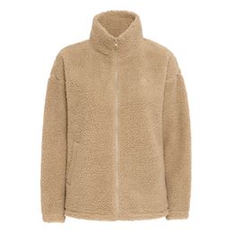 Fleecejacke oxmo "Fleecejacke OXTOVINE", Damen, Gr. L, beige (dune), Obermaterial: 100% Polyester PES., loose fit normal, Jacken Fleecejacke