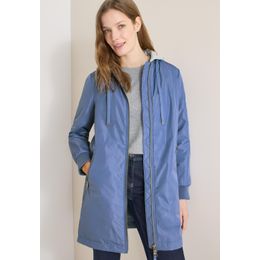 Langjacke Cecil, Damen, Gr. XL (44), coal blau, Obermaterial: 100% Polyester. Futter: 100% Polyester, unifarben, bequem ca. Mitte Oberschenkel, Strickb&uuml;ndchen, Jacken Langjacke, mit Rei&szlig;verschlusstasche am &Auml;rmel, mit Kapuze aus Sweatmaterial