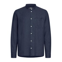!Solid Langarmhemd SOLID "Langarmhemd SDALLAN CHINA SH", Herren, Gr. M, N-Gr, blau (insignia blau), Obermaterial: 58% Leinen LI. 42% Viskose CV., Hemden