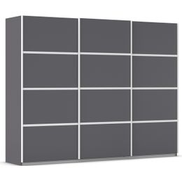 Kleiderschrank Rauch "Schwebet&uuml;renschrank OTTO&acute;s Choice Garderobe Schrank TOP ANGEBOT Avola", grau (graumetallic, leisten wei&szlig;), B:271cm H:229cm T:62cm, Holzwerkstoff, Schr&auml;nke, Kleiderschrank, mit eleganten Zierleisten in Chrom, Schwarz oder Wei&szlig; MADE IN GERMANY