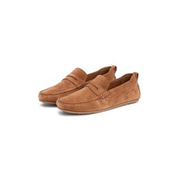 Slipper Tommy Hilfiger "CORE HILFIEGR SUEDE DRIVER", Herren, Gr. 46, braun, Veloursleder, unifarben, Schuhe Slipper, Flats, Schlupfschuh in Mokassin-Optik