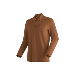 Langarm-Poloshirt Maier Sports "Long Pique Polo M", Herren, Gr. XL, rostbraun, 60% Baumwolle, 40% Polyester, Rundhals, Shirts Langarm-Poloshirt