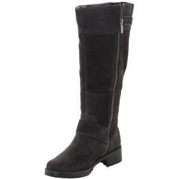 Weitschaftstiefel sheego, Damen, Gr. 38, XXL-Schaft, schwarz, Leder, Veloursleder, Schuhe Weitschaftstiefel