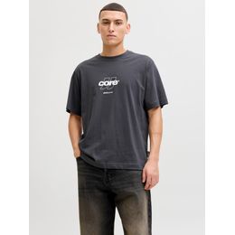 Jack & Jones T-Shirt JACK & JONES "JCOCLUB FRONT PRINT TEE SS CREW SN", Herren, Gr. M, asphalt, Jersey, Obermaterial: 100% Baumwolle, bedruckt, relaxed fit normal, Rundhals, Shirts T-Shirt, mit Print