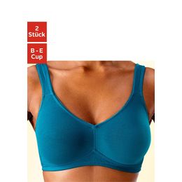Soft-BH Petite Fleur, Damen, Gr. 100, Cup C, gr&uuml;n (petrol, wei&szlig;), Trikot, Obermaterial: 95% Baumwolle, 5% Elasthan, BHs Soft-BH, ohne B&uuml;gel, Baumwolle, Topseller