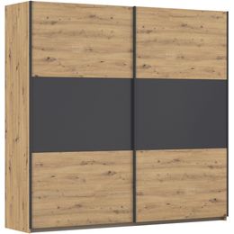 Schwebet&uuml;renschrank Rauch "Kleiderschrank Schrank Garderobe Garderobenschrank W&auml;scheschrank NEO", grau (eiche artisan, graumetallic), B:218cm H:210cm T:59cm, Holzwerkstoff, Schr&auml;nke, Schwebet&uuml;renschrank, mit gro&szlig;z&uuml;gigem Stauraum und vielf&auml;ltigen Farbkombinationen