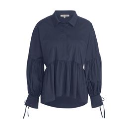 Hemdbluse Alba Moda "Bluse Bluse", Damen, Gr. 40, blau (marine), Obermaterial: 73% Baumwolle CO. 23% Polyamid PA. 4% Elasthan EL., Modern, Blusen Hemdbluse
