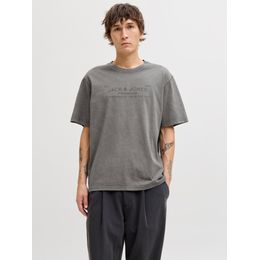 Jack & Jones T-Shirt JACK & JONES "JPRBLUAIDEN SS TEE", Herren, Gr. M, schwarz, Jersey, Obermaterial: 100% Baumwolle, bedruckt, regular fit normal, Rundhals, Shirts T-Shirt, Baumwolle, regular fit