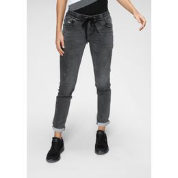 Jogg Pants Kangaroos, Damen, Gr. 32, N-Gr, grau (grau used), Denim/Jeans, Obermaterial: 59% Baumwolle, 40% Polyester, 1% Elasthan, Destroyed-Effekte, bequem lang, Jeans Jogg Pants, entspannte Passform, Topseller