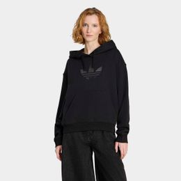Kapuzensweatshirt adidas originals "TREFOIL HOODIE", Damen, Gr. L, schwarz, Obermaterial: 100% Baumwolle, angesetztes B&uuml;ndchen, Sweatshirts Kapuzensweatshirt