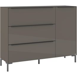 Sideboard "Reno", anthrazit matt lack, glas anthrazit glanz, B:137cm H:108cm T:42cm, Glas, Holzwerkstoff, SET ONE BY Musterring, Sideboards, Sideboard, Mit Winkelfu&szlig; in diversen Farben, 108 cm H&ouml;he & Farbauswahl