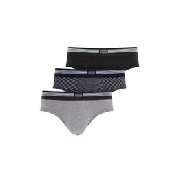 Slip Jockey "Slip Cotton Stretch Brief 3P 3er Pack", Herren, Gr. XXL, bunt (schwarz, grau), Obermaterial: 95% Baumwolle CO. 5% Elasthan EL., Unterhosen Slip